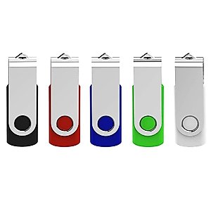 5 Pack 64GB USB Flash Drives, USB 2.0 Thumb Drives Jump Drive Pen Drive Bulk Memory Sticks Zip Drives Swivel Design (64G, 5Pcs, Mixed Color)