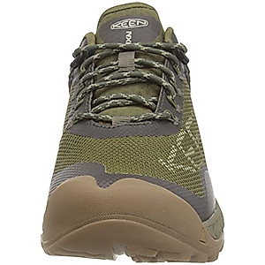 KEEN Men's NXIS Evo Low Height Waterproof Fast Packing Hiking Shoes, Dark Olive/Black Olive, 11