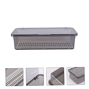 Tofficu Flatware Tray Kitchen Drawer Organizer with Lid Cutlery and Utensil Drawer Organizer Kitchen Cutlery Fork Utensil Storage Container Drain Rack Basket Storage Holder Organizer (Black)