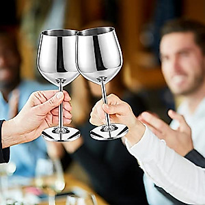 Set of 4 Stainless Steel Wine Glass 18 oz Silver Unbreakable Wine Glasses Elegant Modern Wine Glasses Portable Metal Wine Glass Wine Cup with Stems Stainless Steel Wine Tumbler for Drinking Goblets