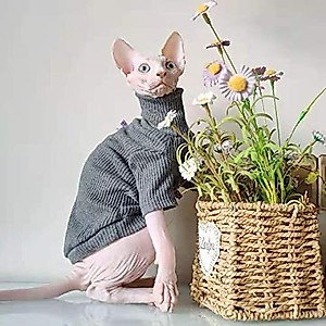 Sphynx Cat Clothes Comfortable and Soft Sweater Hairless Cat Sphynx,Devon, Connis Cat Autumn and Spring Clothes for Cats & Small Dogs (L, Pink)