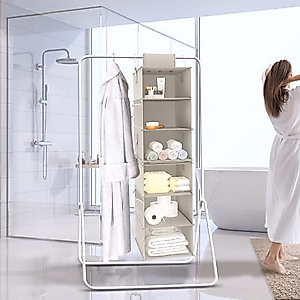 Fixwal 2 Pack 3-Shelf Hanging Closet Organizer 6-Shelf Separable Hanging Shelves Collapsible Hanging Storage Shelf for Bedroom College Dorm Pantry Camper RV, Gray