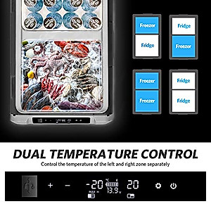 CHANGE MOORE DUAL ZONE Solar Powered 12v Refrigerator/Freezer 48 Quart(45 Liter) 12 volt Cooler Mini Fridge for Vehicles Travel Camping Outdoor -12/24V DC…