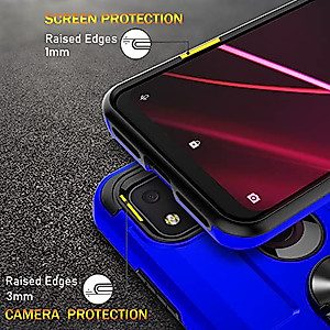 T-Mobile TCL Revvl 4 Case, with 3 Pcs Tempered Glass Screen Protector, Built-in Ring Kickstand and Magnetic Car Mount Shockproof Dropproof Defend Armor Rugged Case for T-Mobile Revvl 4 - Blue