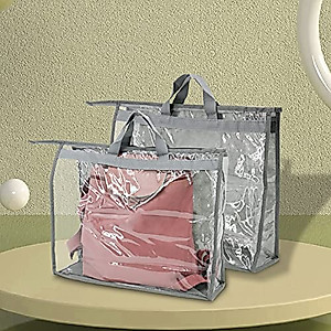 HOMOKUS Purse Storage, 4 PACK Handbag Storage Organizer for Closet, Clear Purse Storage Bags, Dust Bags for Purses and Handbags, Space-Saving Handbag Organizer Transparent with Zipper and Handle