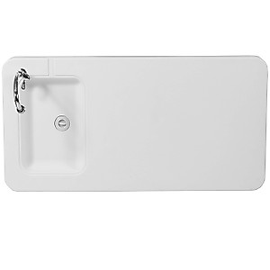 Flash Furniture Wesley 4' Portable Fish Cleaning Table with Sink, Outdoor Portable Folding Camping Sink Table with Faucet, and Hose Attachment, White