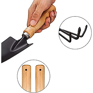 Mini Garden Tools Set of 3, Succulent Plants Tools Wood Handle Rake, Fork and Shovel, Garden Hand Transplanting Gardening Tools Set for Seedlings, Bonsai, Succulents, Herbs, Terrariums and Planting