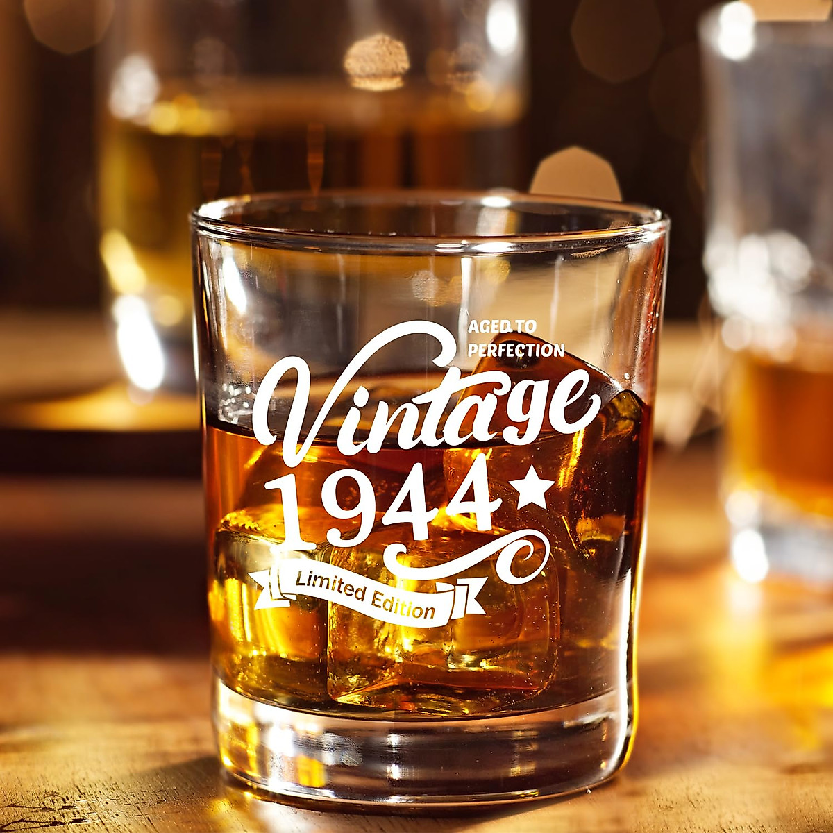 Old Fashioned Glasses-1944-Vintage 1944 Old Time Information 10.25oz Whiskey Rocks Glass -80th Birthday Aged to Perfection - 80 Years Old Gifts Bourbon Scotch Lowball Old Fashioned-1PACK