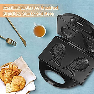 FineMade Taiyaki Fish Waffle Maker Machine with Non Stick Cooking Plate, Electric Japanese Fish Shaped Waffle Iron Pan, Korean Bungeoppang Pan, Recipe Included