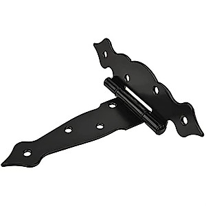 Heavy Duty Hinge,Long Strap T Hinge, 4pc 6 Inch T-Shaped Flower Hinge, Slotted Bearing Door Paint Hinge for Wood Fence Decoration Classic Hinge with Screws Hinges