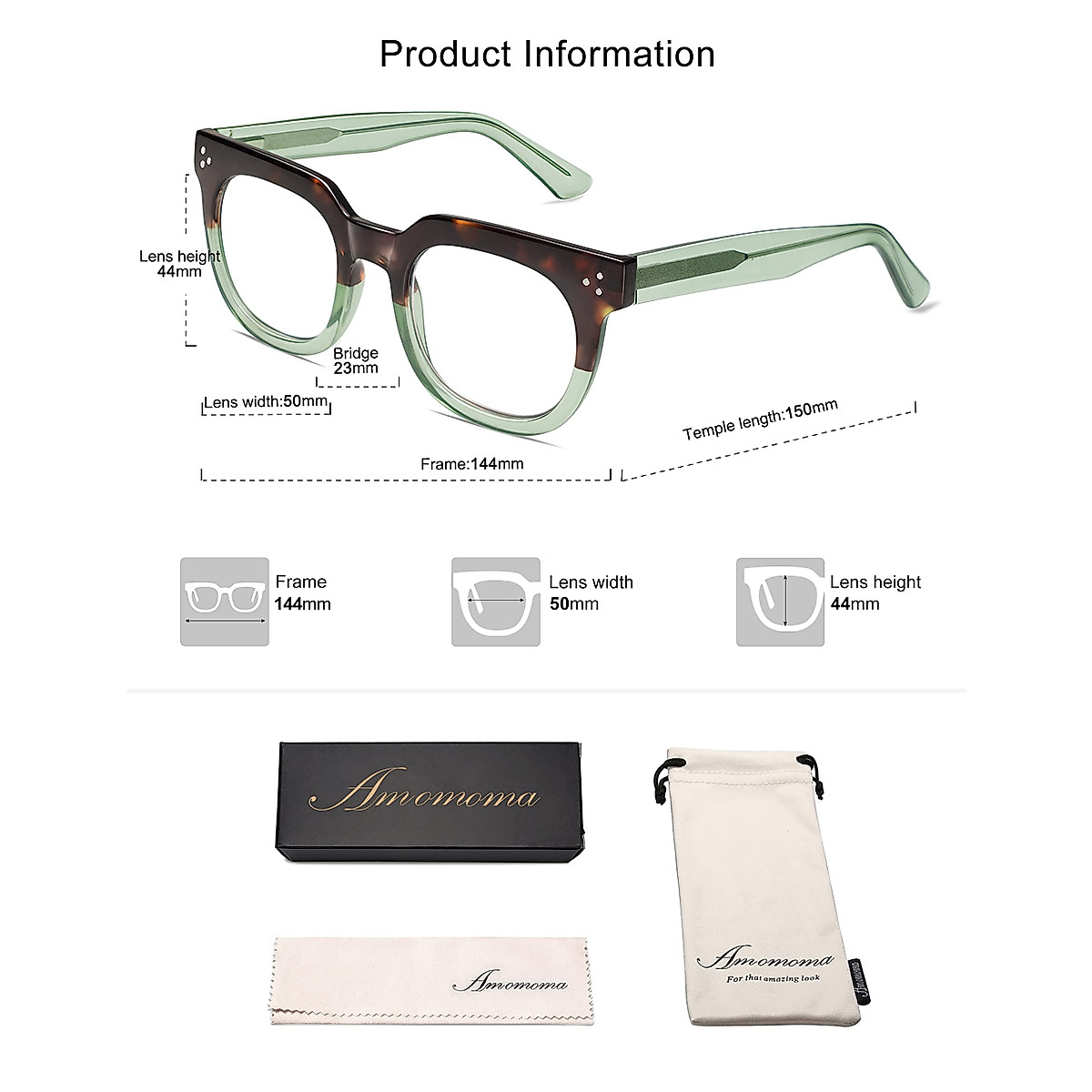AMOMOMA 2 PACK Retro Oversized Blue Light Blocking Reading Glasses for Women Men,Big Square Computer Womens Readers AM6056 C2+C3 1.75