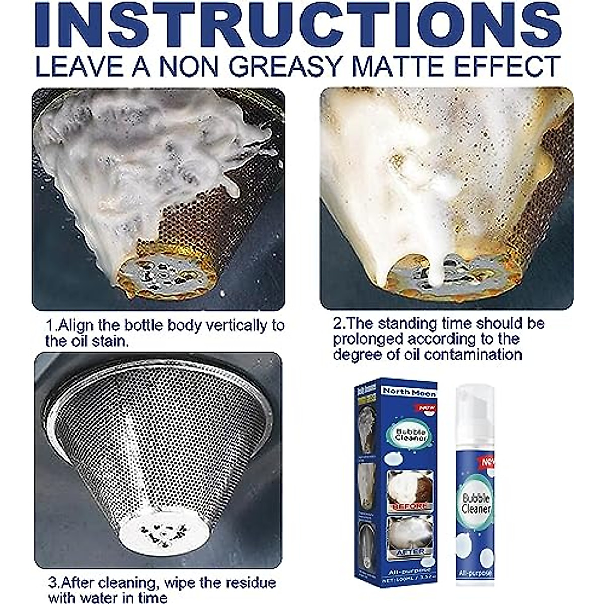 WKHOEOYV Bubble Cleaner Foaming Heavy Oil Stain Cleaner, All Purpose Bubble Cleaner Kitchen Deep Cleaning Spray, All-purpose Rinse-free Cleaning Spray, Stubborn Grease Grime Remover (1PCS*100ML)