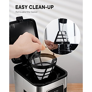 SHARDOR Programmable Coffee Maker with 8-Cup Thermal Carafe, Touch-Screen Drip Coffee Machine with Timer, Regular & Strong Brew, Pause & Serve, Auto Shut Off, Black & Stainless Steel