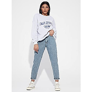 MakeMeChic Women's Straight Leg Jeans Casual High Waisted Denim Pants Light Wash L