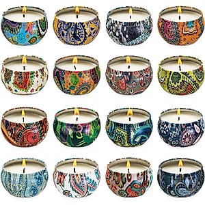 WPONSZU 16 Pack Scented Candles Gift Set for Woman, Jar Candle, 2.5 oz Soy Wax Tin Candle-Ideal Gift for Travel Home Décor