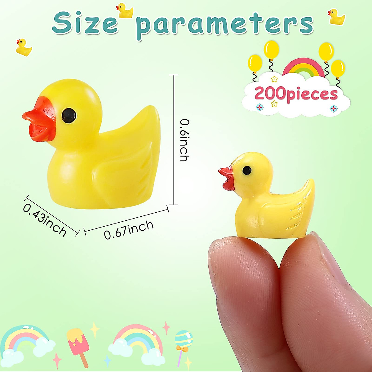 ROMROC Mini Resin Duck Bulk 200 Pack Tiny Ducks to Hide for Miniature Dollhouse Accessories Micro Garden Landscape Aquarium Potted Plants Ornament Christmas Prank DIY Décor, Yellow