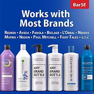 Bar5F Pump for 33.8-Oz Shampoo and Conditioner Liter Bottles 1" inch Bottle Neck 2-Pack (White)