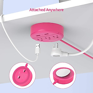 Power Strip with USB - NTONPOWER Travel Power Strip Flat Plug, 10ft Extra Long Extension Cord, 3 Outlets 2 USB Desktop Charging Station, Wall Mount, Compact for Home, Dorm Room, Office and Cruise Ship