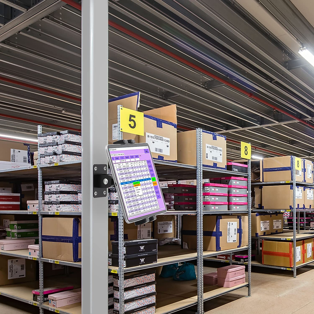 iTODOS Wall Mount Tablet Holder, Compatible with 7-12.9" iPad/Galaxy Tab S7/S8/S11/S10/iPhone/Cellphone, 360 Adjustable, Non-Slip Clip, Sturdy Aluminum Bracket, Easy Installation