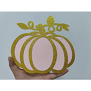 Gold&Pink Glitter A Little Pumpkin is On Her Way Banner and A Little Pumpkin is On Her Way Cake Topper, Little Pumpkin Baby Shower Banner for Little Pumpkin is On Her Way Baby Shower Decorations