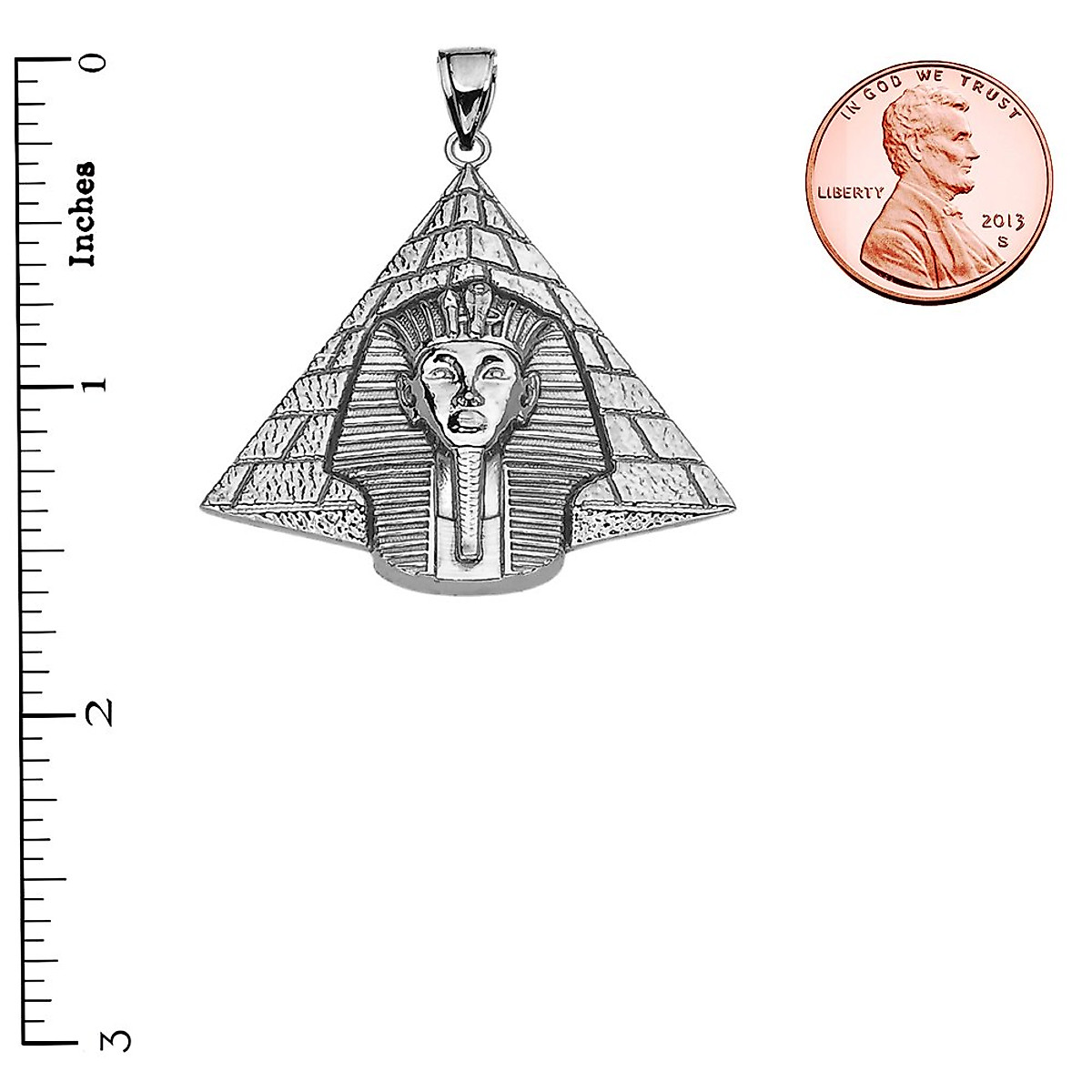 Antique Vintage Style Sterling Silver Detailed Egyptian Pyramid King Tut (Tutankhamun) Pendant
