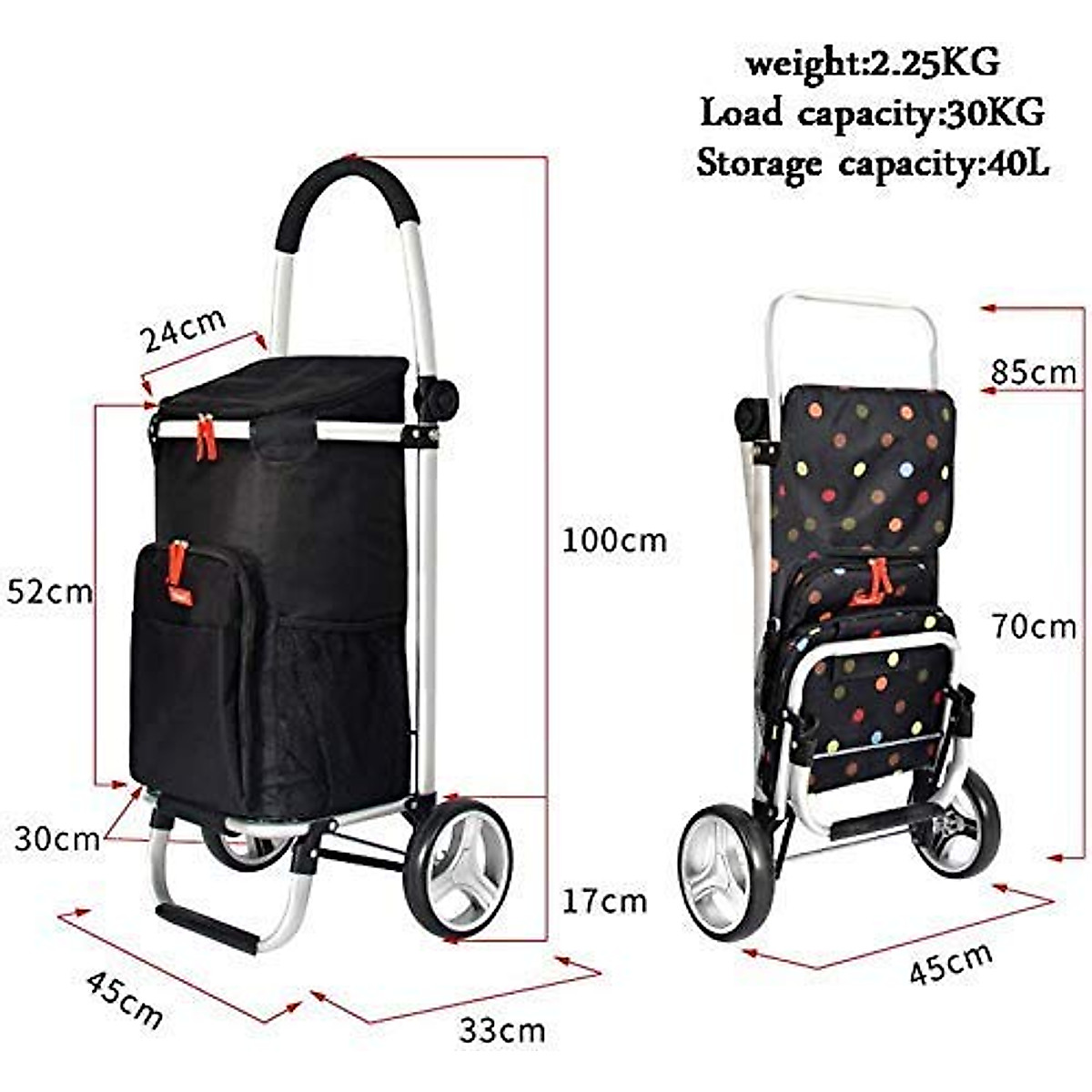 Shopping Trolley on Wheels Multi Function Shopping Cart Folding Portable Climbing Stair Trolley Trailer,Insulation Trolley Retractable Fast Folding Storage Hand Trucks,
