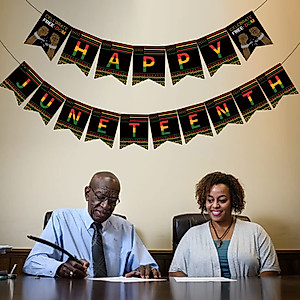 Happy Juneteenth Day Banner Party Decorations - Freedom Day Juneteenth Black Americans Independence 1865 Hanging Banner Decorations Black History Party Decorations