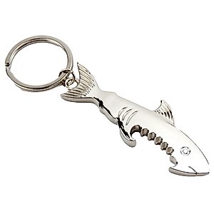 TOPASION Creative Metal Corkscrew Shark Beer Bottle Opener Keychain Pendant