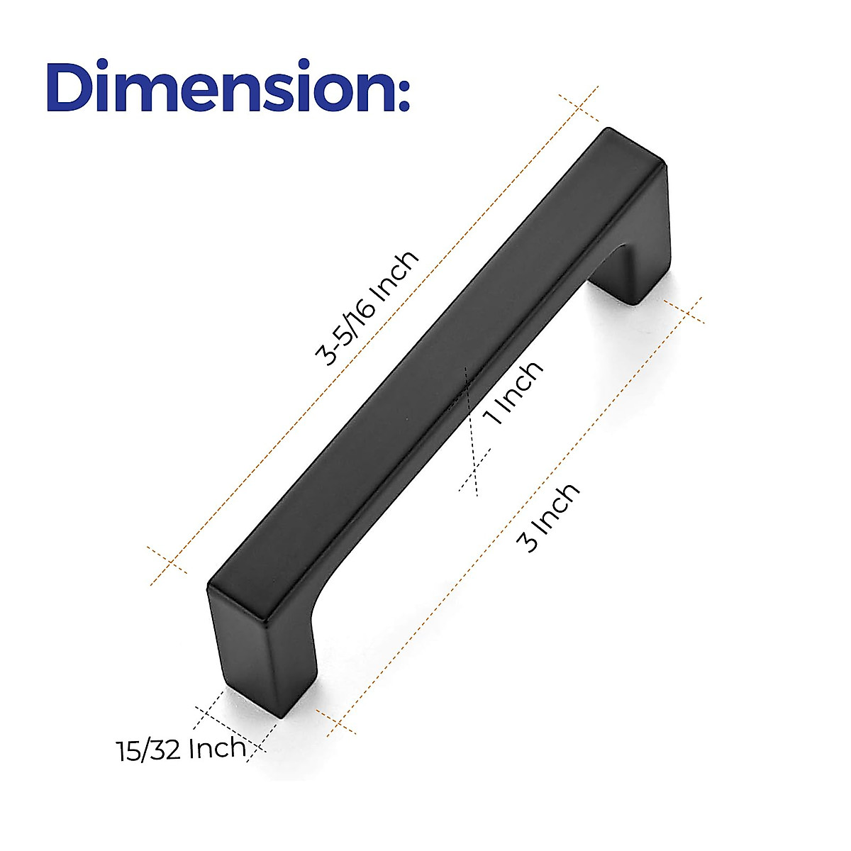 Ravinte Square Cabinet Handles 10 Pack, Solid Kitchen Cabinet Pulls Drawer Pulls Kitchen Cabinet Hardware Flat Handles, 3 Inch, Matte Black