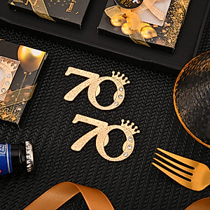 KaGrbves 50 Packs 70 Bottle Openers for 70th Birthday Party Favors Gifts or Souvenirs for Guests 70th Wedding Anniversary Party Favor Gold and Black Theme Party Decorations (70)