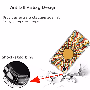 Flincloit Retro 70s Sun Rays Case Compatible with iPhone XR, Groovy Orange Pink Yellow Green Waves Case for iPhone XR for Men and Women, Unique Soft TPU Bumper Case Cover