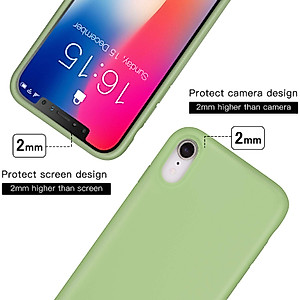 JASBON Case for iPhone XR, Liquid Silicone Shockproof Gel Rubber iPhone XR Case with Raised Edges Drop Protection Cover for iPhone XR 6.1 inch - Matcha Green