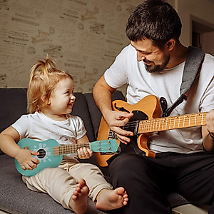 Pidoko Kids Toy Guitar Wooden Ukulele - Mint Blue - Musical Toys for Toddlers Boys and Girls