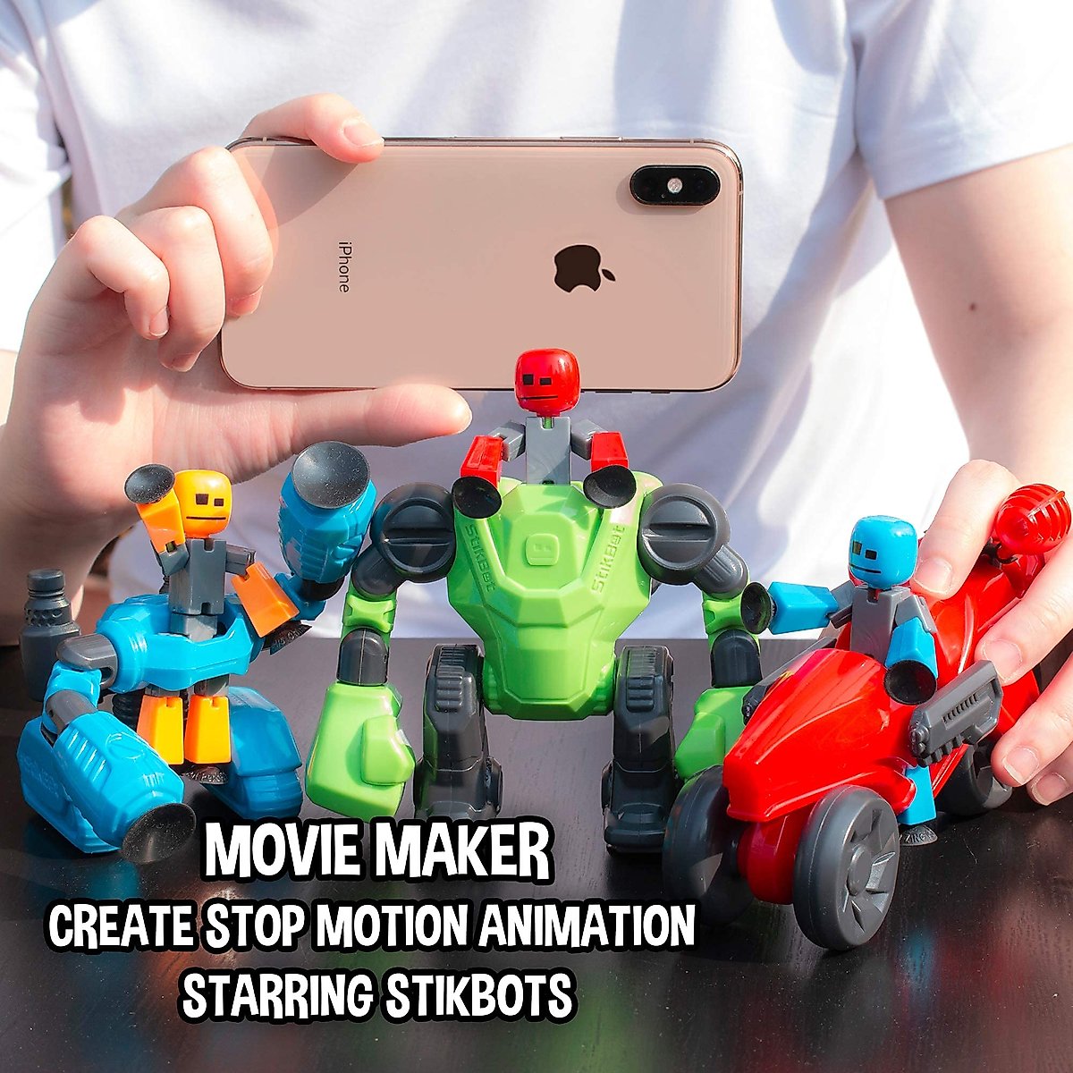 StikBot Zing Megabots 3 Pack, Complete Set of 3 Poseable Action Figures and Mega Vehicles, Turbo Cycle, Knockout and Avalanche