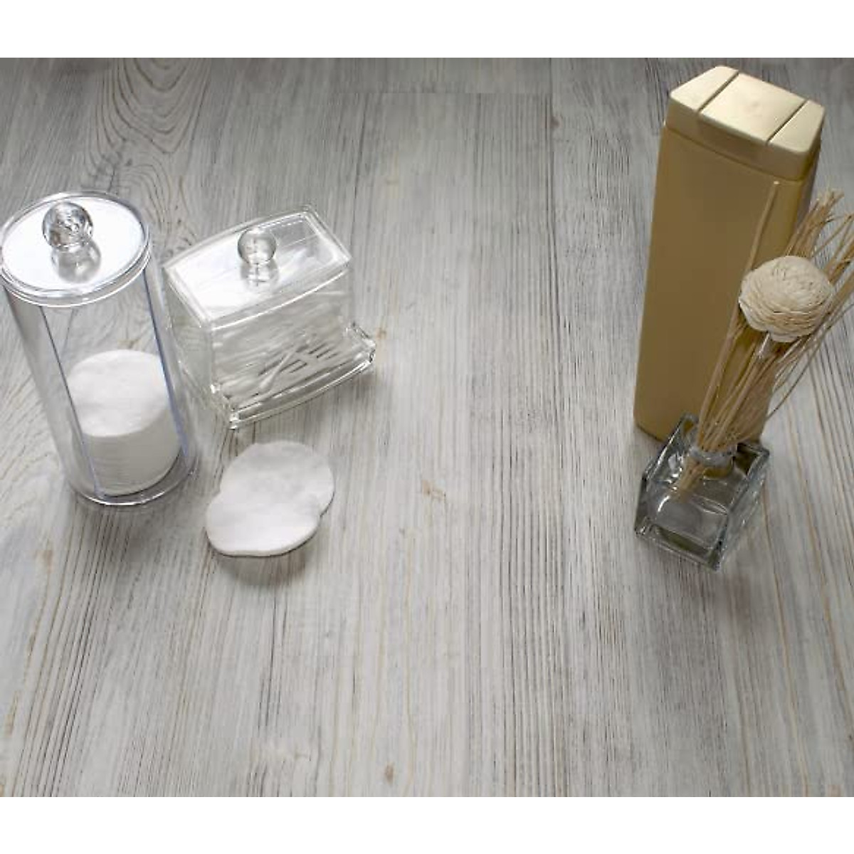 AYNEFY Cotton Swabs Storage, Cotton Swab Contain Box Portable Home Cosmetic Case Q-tip Storage Cotton Pad Swab Box Organizer for Bathroom and Bedroom 3.5inch x 3inch x 3.5inch