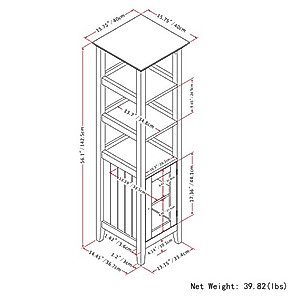 SIMPLIHOME Acadian 56" H x 16" W Transitional Bath Storage Tower Bath Cabinet in Pure White, For the Bathroom