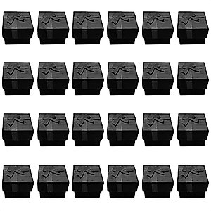 Black Ring Box for Wedding Ceremony - 24Pcs Small Jewelry Box Ring Holder Earrings Box Small Square Ring Boxes for Jewelry Gift - Birthday Earring Gift Box Engagement Ring Box Hard Jewelry Travel Case