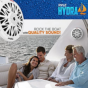 Pyle 5.25 Inch Dual Marine Speakers - 2 Way Waterproof and Weather Resistant Outdoor Audio Stereo Sound System with 150 Watt Power, Poly Carbon Cone, Cloth Surround and Low Profile Design - 1 Pair