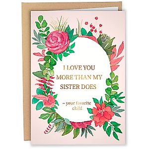 Sleazy Greetings Funny Mothers Day Card From Daughter Son | Cute Happy Birthday Card For Mom | Adult Dirty Humorous Mother’s Day Appreciation Card | More Than My Sister Card
