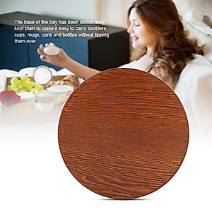 Round Serving Tray, Natural Wood Food Tray for Breakfast, Tea, Coffee Table and Dining Table