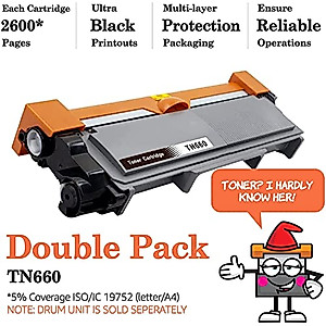 TONERNEEDS TN 660 Toner Cartridge - Black Ink Replacement Cartridges for TN660 & TN630 - High Yield Use - Compatible with Brother Printer HL-L2300D, HL-L2340DW, MFC-L2680W, MFC-L2740DW - (Pack of 2)
