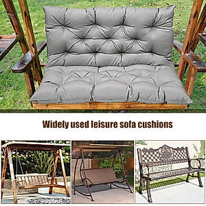 Meimond Swing Cushion 3 Seat 60 Inch,Outdoor Porch Waterproof Patio Bench Back Cushion, Leisure Chair Couch Cushion,4 Inch Thick Patio Garden Furniture Replacement Seat Cushion(Color:Grey)
