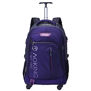 AOKING 20/22 ″ Water Resistant Rolling Wheeled Backpack Laptop Compartment Bag(22 inch, Black)