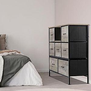 Dresser TV Stand, Grey Entertainment Center with Storage Fabric Drawers for 55" TV, Chest of Drawer Unit for Bedroom, Living Room, Hallway, Entryway, Closet