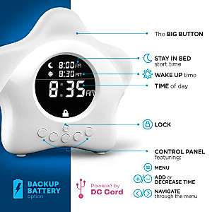 Kids Ok to Wake Clock for Kids - Toddler Sleep Training Clock, Night Light & Alarm Clock