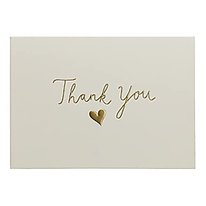 Portico Designs Blank Notecard Set Gold Foil Boxed Notecards Stationary Set, 10-Count, Heart