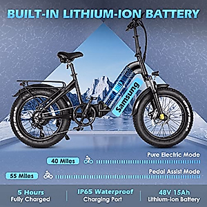 Zacro Fat Tire Folding Electric Bike for Adults, Upgraded 500W Ebike with 48V 15Ah Samsung Battery, IPX4 Waterproof 20MPH 20” Bicycle with Dual Shock Absorber for Mountain Commuter