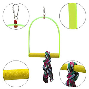 Wontee Bird Toys Bird Swing Toy Bird Perches for Parrot Budgie Parakeet Cockatiel Conure African Grey (Medium, Green)