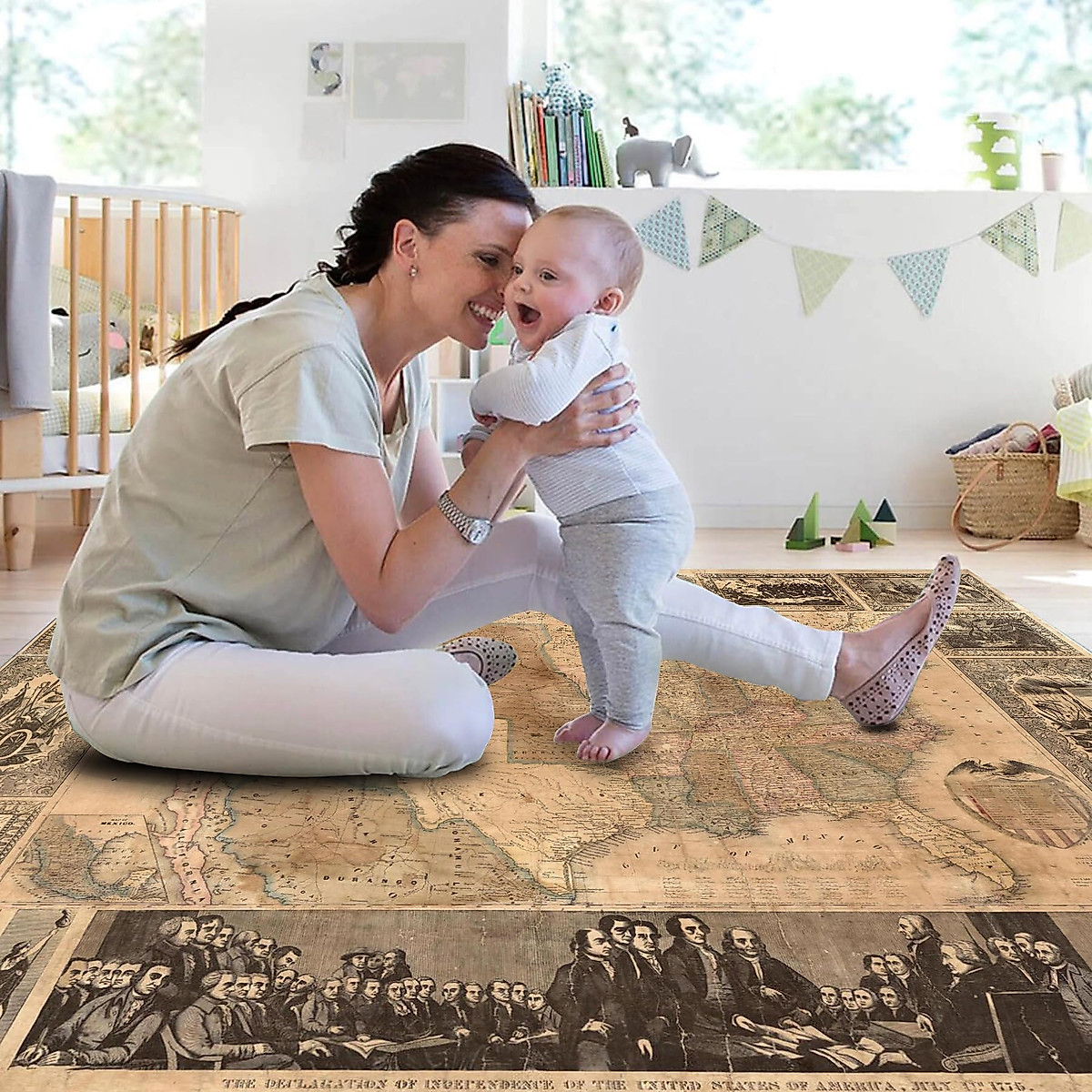 DURAGS Retro Nostalgic World Map Nautical Chart Area Rugs 4x6ft/48x72in/120x180cm, Large Area Rugs for Living Room, Indoor, Outdoor Area Rug for Welcome Door Mat, Front Porch,Kitchen,Bathroom