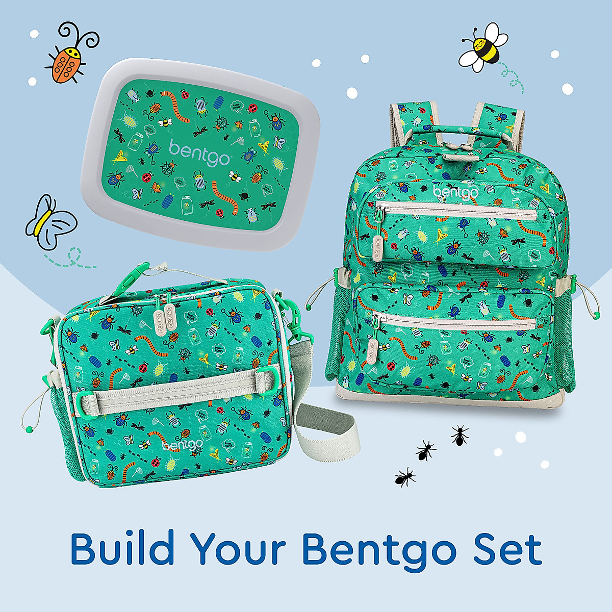 Bentgo® Kids 14” Backpack Set With Kids Prints Lunch Box (Bug Buddies)